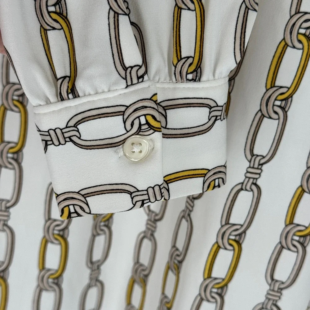 Ann Taylor | Tops | Ann Taylor Equestrian Chain Link Tie Neck Top Small ...